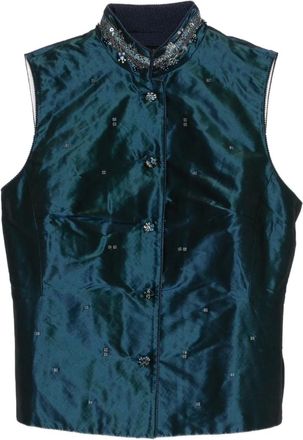 Shiatzy Chen gilet Scape-of-Curve &agrave; ornements - Bleu