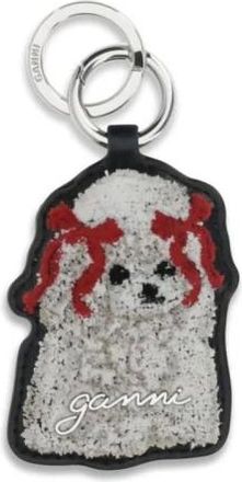 Ganni Femme, Accessoires, Blanc, Taille: ONE Size Porte-cl&eacute;s en cuir