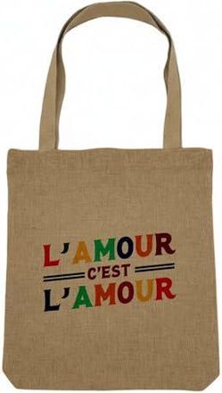Fabulous Sac Shopping Tote Bag Aspect Lin - LAmour cest lAmour LGBTQ+ Gay Lesbien Pride - Sac de Courses Toile Epaisse 360g Beige Naturel Cabas Port&eacute; Epaule So