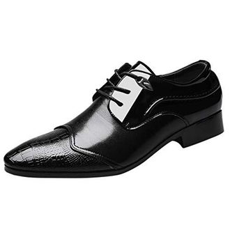 Generic Chaussures habill&eacute;es en cuir verni pour homme - Chaussures habill&eacute;es &agrave; lacets - Bout pointu - Chaussures Oxford &agrave; talon bas - Mocassins formels confor