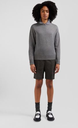 Eden Park Pull Col Rond En Laine Et Coton Gris Fonc&eacute; Coupe Relaxed