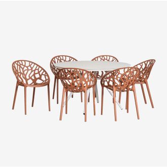 Sklum Sklum - Rundes Valerie-Tischset aus Aluminium (&Oslash;125 cm) und 6 Ores-Gartenst&uuml;hle Rost