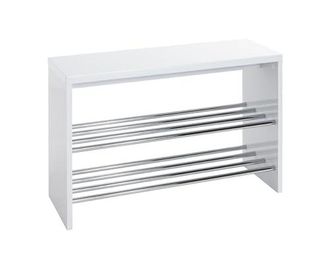 Haku M&ouml;bel Banc chrom&eacute;, Blanc, MDF, m&eacute;tal - Dim.: L 81 cm x H 55 cm x P 30 cm, Style: Modern