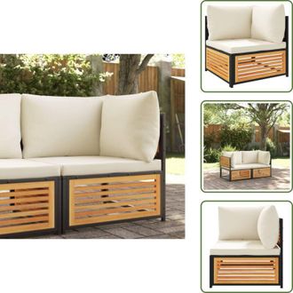 vidaXL Garten-Ecksofa mit Kissen Massivholz Akazie - Eckbank - Gartenecke - Holzsessel - Gartenm&ouml;bel - Esszimmergarnitur