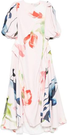 Stine Goya Puff-sleeve Floral-print Midi Dress
