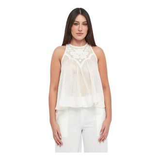 Twinset Femme, Tops, Blanc, Taille: 34 FR Top Court Brod&eacute;
