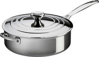 LE CREUSET Le Creuset Signature Edelstahl Saut&eacute;pfanne mit Deckel, &Oslash; 24 cm, 3-ply PLUS Edelstahl