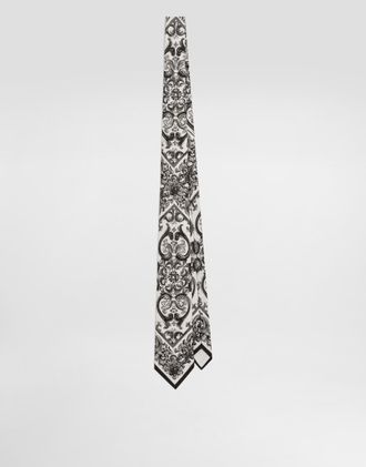 Dolce & Gabbana Krawatte Aus Seidentwill Mit Majolika-print - Mann Krawatten Und Einstecktuch Mehrfarbig Onesize
