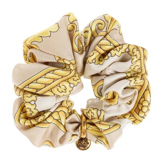 Versace Bedruckter Seidenschal-Haargummi - - Accessories - Damen - Gelb - ONE SIZE