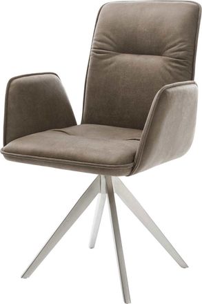 DELIFE Polsterstuhl Vinja-Flex Kreuzgestell kantig Edelstahl Mikrofaser Taupe Vintage