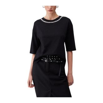 Liu Jo Femme, Tops, Noir, Taille: 40 FR Rhinestone Embellished Short Sleeve T-Shirt