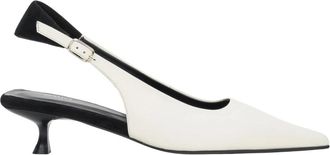 Estro & Luminara Femme, Chaussures, Blanc, Taille: 36 EU Escarpin Slingback &agrave; Talon Chat