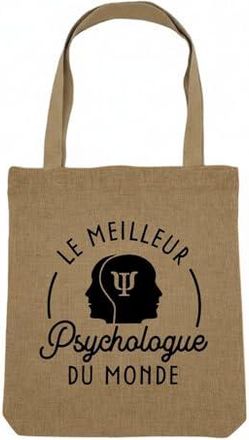 Fabulous Sac Shopping Tote Bag Aspect Lin - Le Meilleur Psychologue du Monde Medecin Docteur Hopital Sant&eacute; - Sac de Courses Toile Epaisse 360g Beige Naturel Ca