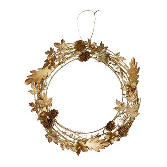 Lights4fun Gold Kranz Türkranz 33cm Herbstdeko Weihnachtsdeko modern Adventskranz