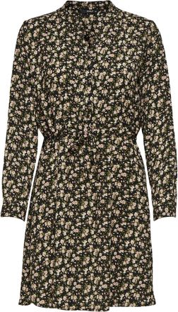Only ONLCORY L/S V-Neck Tunic WVN Noos Top, Damen, Nero/AOP: Sarah Ditsy Flower, Gr&ouml;&szlig;e L