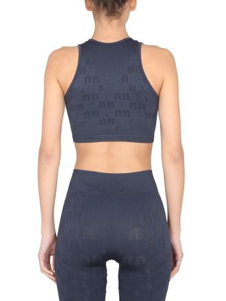 Rotate Logo-Print Cropped T-shirt - Blue