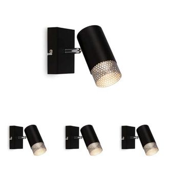 Briloner Leselampe, Wandleuchte Innen, Lampe, Lampenschirm Gitter, Wandlampe Innen, Schwenkbar, Wohnzimmerlampe, Schwarz-Chrom (Packung mit 4)