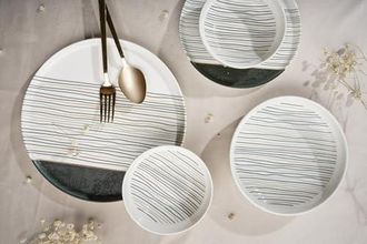 Hermia Elegant 24-Piece Dinner Set, 100% Porcelain | Includes Service Plates, Bowls & Dessert Plates | Dishwasher & Microwave Safe | Perfect for Any Occasion