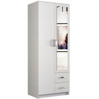 Hucoco Hucoco - roma 80 Kleiner Schrank Zimmer B&uuml;ro Multifunktionaler Kleiderschrank 2 T&uuml;ren Spiegel 2 Schubladen Aufbewahrungsm&ouml;bel Dressing