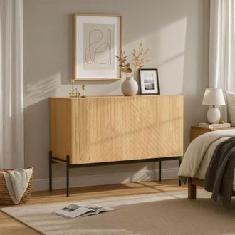 Urban Meuble Urban Meuble - Vitrine avec 2 portes et pieds en m&eacute;tal, design lin&eacute;aire 100x40x70 cm