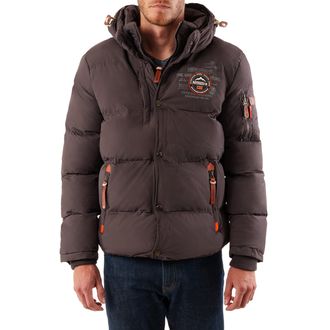 Geographical Norway Herren Winter Steppjacke Parka Verveine Kapuze (Medium, Grau)