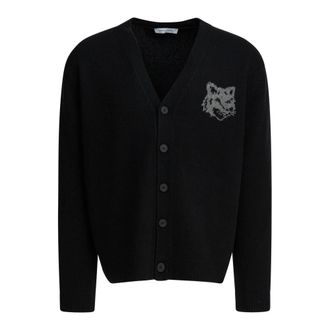 Maison Kitsun&eacute; Fox Head Intarsia Cardigan - - Knitwear - Herren - Schwarzk - M