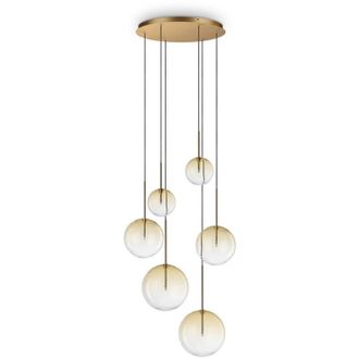 Ideal Lux Ideal Lux - equinoxe Plafonnier suspendu &agrave; 6 lampes avec abat-jour ambre
