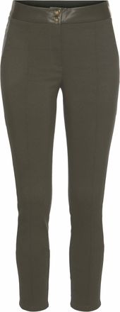 Lascana Damen Stretch-Hose Slim-fit, Lederimitat-Einsätze, Knopf und Reißverschluss, bequem und stylisch zugleich
