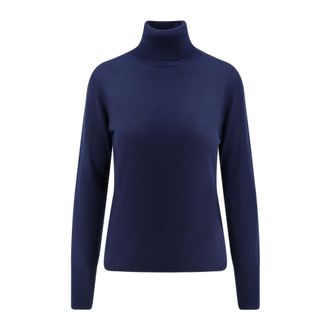 Aspesi Femme, Pulls, Bleu, Taille: 40 FR Pull en Laine Bleu Col Haut Bords C&ocirc;tel&eacute;s