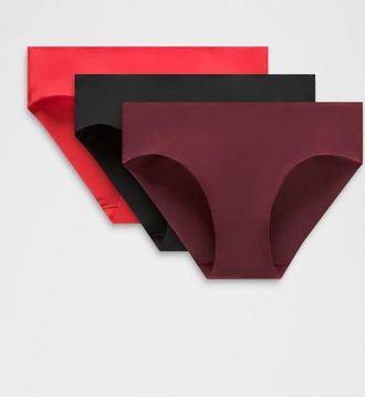 lululemon Culotte bikini InvisiWear taille mi-haute Trio pour Femmes - Noir/Rouge/Burgundy - Taille XL