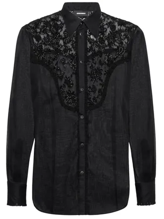Dsquared2 chemise à empiècements en dentelle - Noir