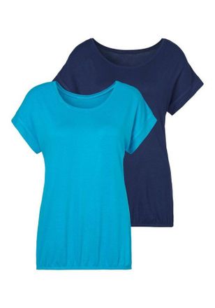 Vivance Kurzarmshirt mit Gummizug im Bund (2er-Pack) aus weichem Viskose-Stretch