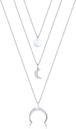 Elli Halskette Damen Halbmond Layer mit Kristalle in 925 Sterling Silber
