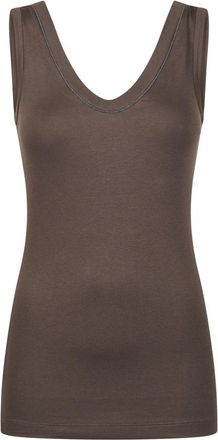 Brunello Cucinelli Femme, Tops, Brun, Taille: 38 FR Monili Trim Tank