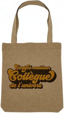 Fabulous Sac Shopping Tote Bag Aspect Lin - Certifi&eacute; meilleur Coll&egrave;gue de lunivers Travail Employ&eacute; Retraite - Sac de Courses Toile Epaisse 360g Beige Naturel C