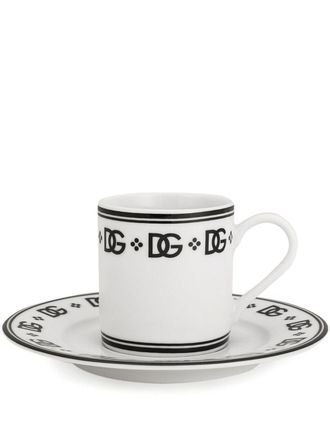 Dolce & Gabbana lot de deux tasse &agrave; expresso et soucoupe en porcelaine - Blanc