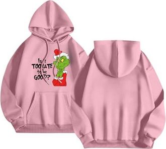 Generic Le Grinch Sweat A Capuche Femme Pyjama Chaud Adulte Christmas Noël Femmes Polaire Sweet Moche Plaid 2025 Noel Costume Pilou Oversize Vêtements Sweatsh