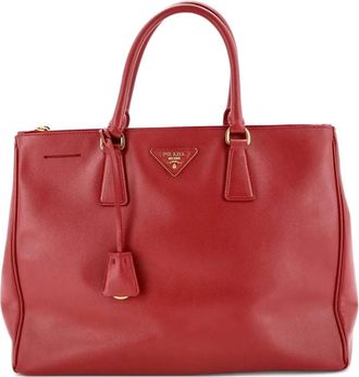 Prada Double Zip Lux Saffiano Leather Large tote bag - Rouge