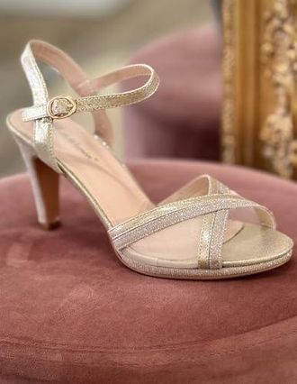 Primtex Sandales &agrave; talons femme - Escarpins ouverts &eacute;l&eacute;gants brillants & paillet&eacute;s - Chaussures de soir&eacute;e, mariage et c&eacute;r&eacute;monie