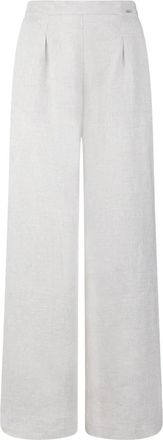 Bomboogie Femme, Pantalons, Blanc, Taille: 38 FR Pantalon Palazzo en Lin