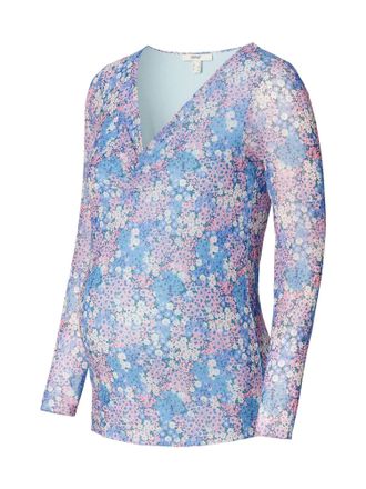 Esprit Damen Long Sleeve Allover Print T-Shirt, Light Blue-443, Small