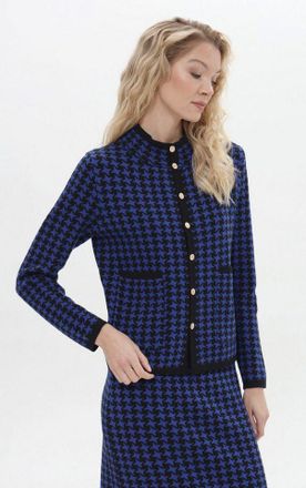 Passioni Cardigan mit Hahnentrittmuster