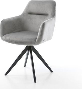 DELIFE Esszimmerstuhl Pejo-Flex Samt Grau Kreuzgestell kantig Schwarz Taschenfederkern, Esszimmerstühle