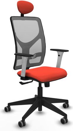 Piqueras y Crespo B&uuml;rostuhl in Orange, mit wei&szlig;en und schwarzen Armlehnen, h&ouml;henverstellbare Lendenwirbelst&uuml;tze und festes Kopfteil, ausgestattet mit 3 Positionen, Grau