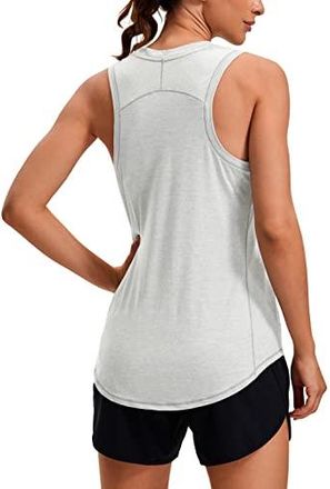 CRZ YOGA Débardeur Léger pour Femme Dos Nageur sans Manches Hauts Dentraînement Chemises de Course Athlétiques Brume dargent 36