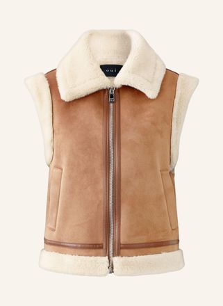 Oui Weste In Lederoptik Mit Kunstfell braun