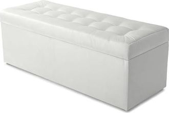 MG Design Pouf Coffre 45 × 120 cm Blanc - Rangement 140 L, Charge 300 kg, Surface Douce, Entretien Facile - pour Salon, Chambre, entrée