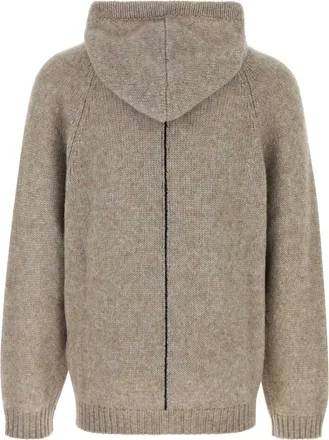 Giorgio Armani Mens Dove Grey Alpaca Blend Sweater Beige-Blu Exterior: Nylon Wool Felpe Beige/blu