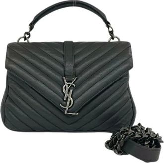 Saint Laurent Pre-owned Paris College Leather 2way Bag - Femme - Pre-owned - Gris - Taille: ONE Size