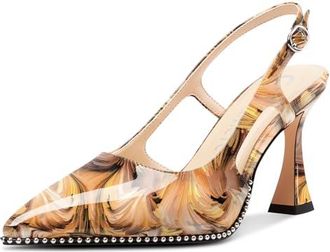 Castamere Femmes Slingback Bloc Chunky Haut High Talon Heel Ferm&eacute; Pointu Bout Escarpins Dress Mariage Party Chaussures 9 CM Heels Jaune Vortex 41 EU